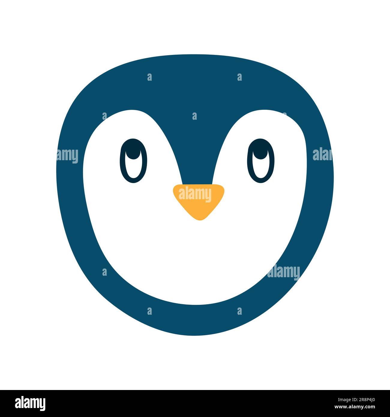Hand drawn cute penguin head. Funny childish vector illustration ...