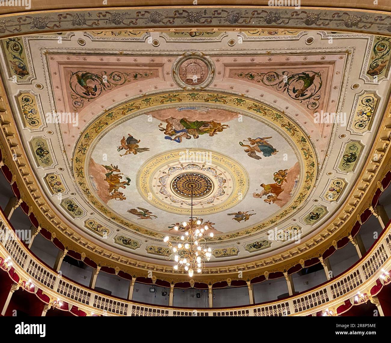 Scenic ceiling and tiers of balconies view of the Municipal Theater ...