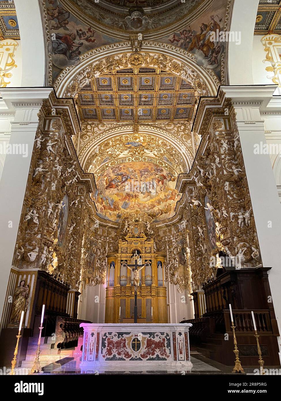 Scenic interior view of the Latin cross shaped Cattedrale di San ...