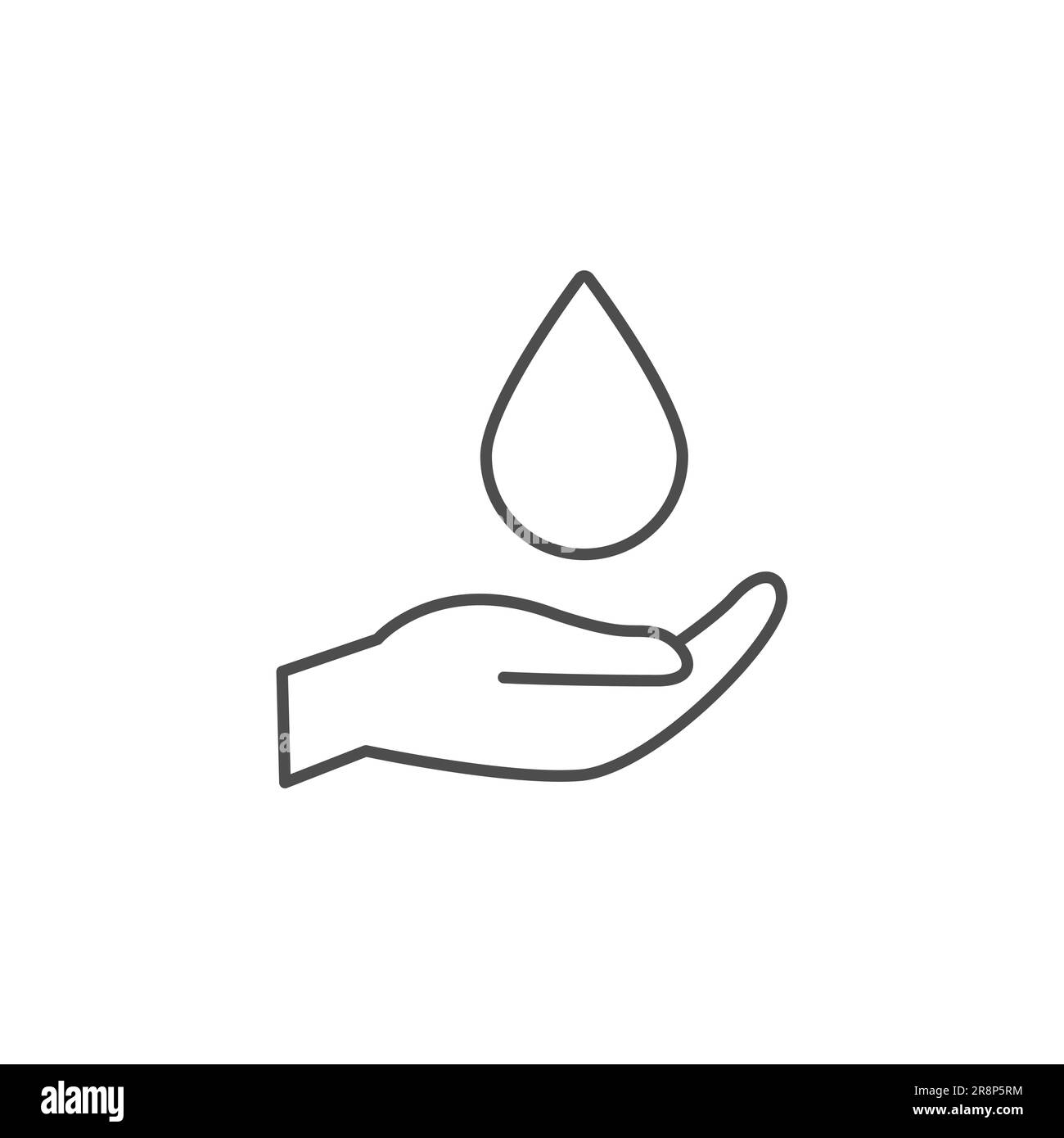Hand water drop dermatology vector icon logo. Water drop on hand ...