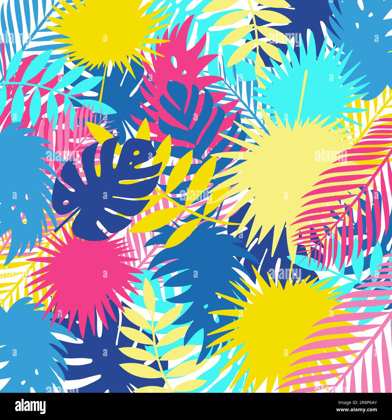 Background of colorful tropical leaves. Bright summer background.Vector ...
