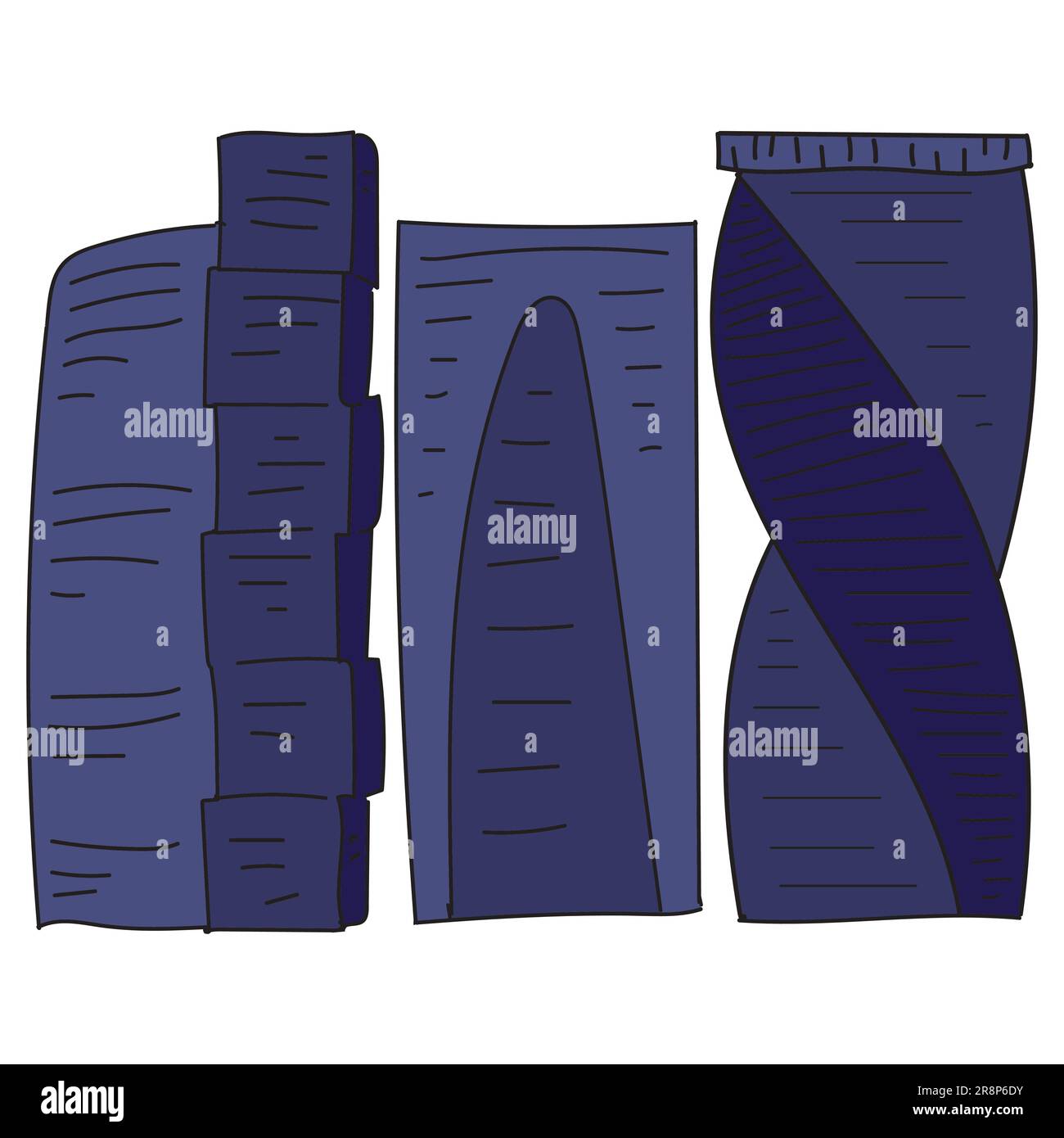 Doodle Moscow city. Hand drawn sketch. Colored blue Business Center ...