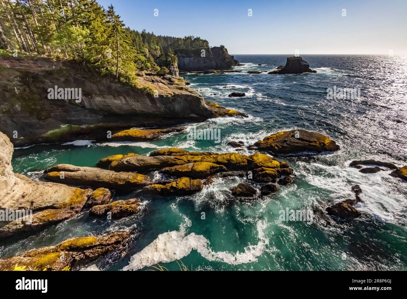 Spectacular view of rocky cliffs from the observation deck at the end ...