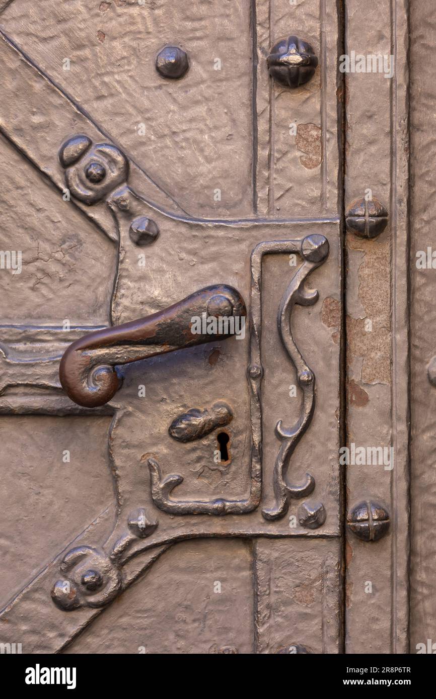 PRAGUE, CZECH REPUBLIC, EUROPE - St. Vitus Cathedral, ornate metal door ...