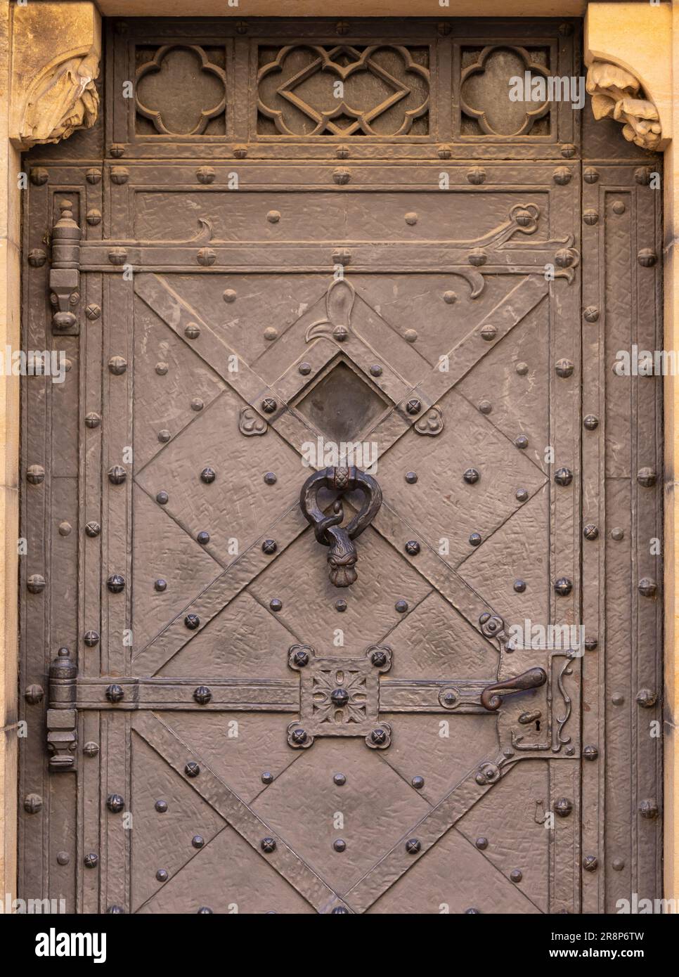 PRAGUE, CZECH REPUBLIC, EUROPE - St. Vitus Cathedral, ornate metal door ...