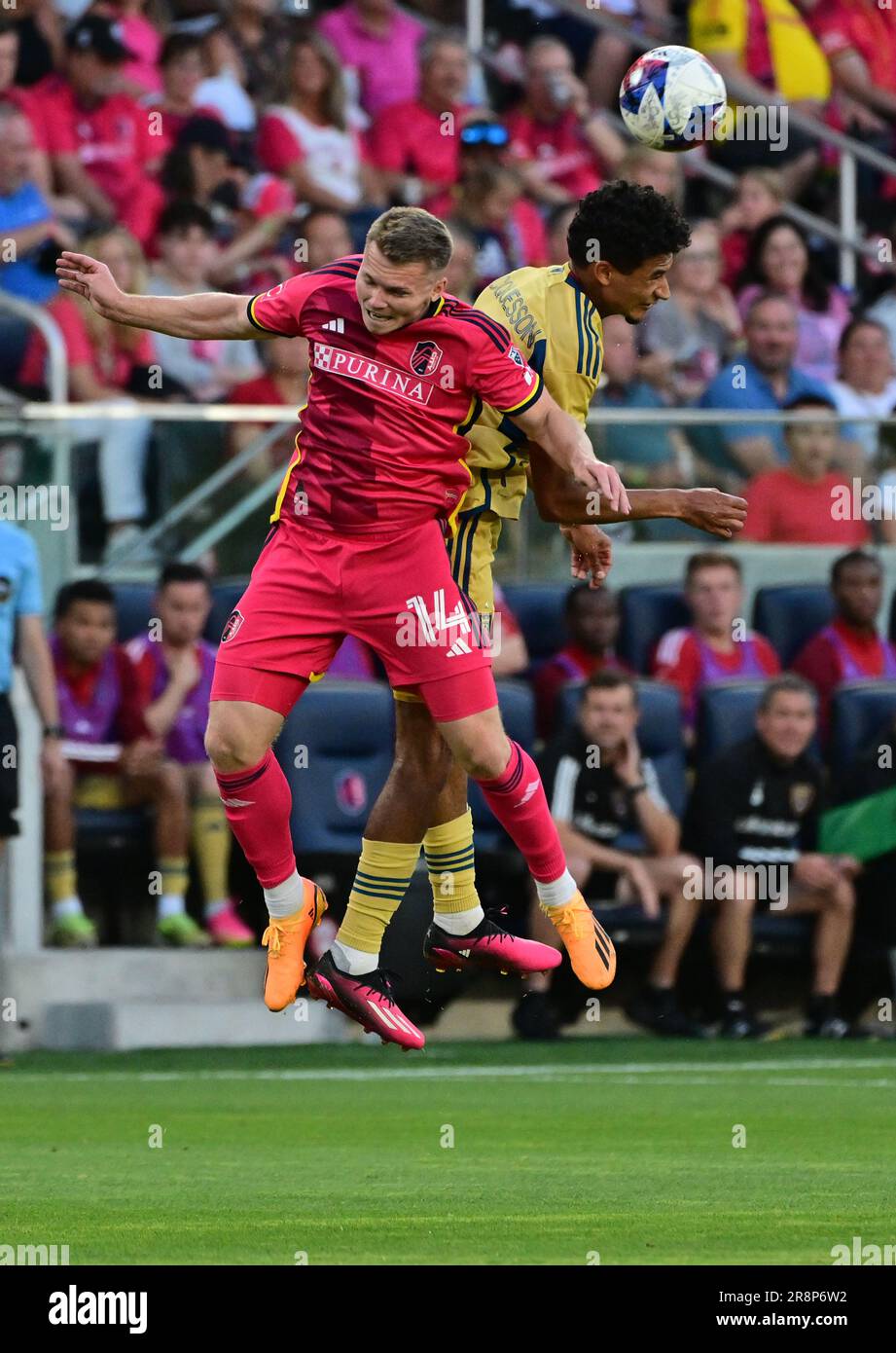 St. Louis, USA. 21st June, 2023. St. Louis City defender John Nelson ...