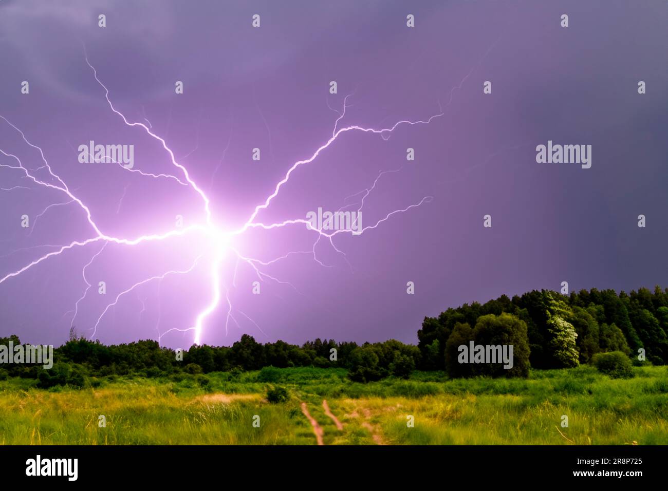 Ray. Texas. Lightning storm. Lightning bolt storm. Fork lightning striking. Lightning ...