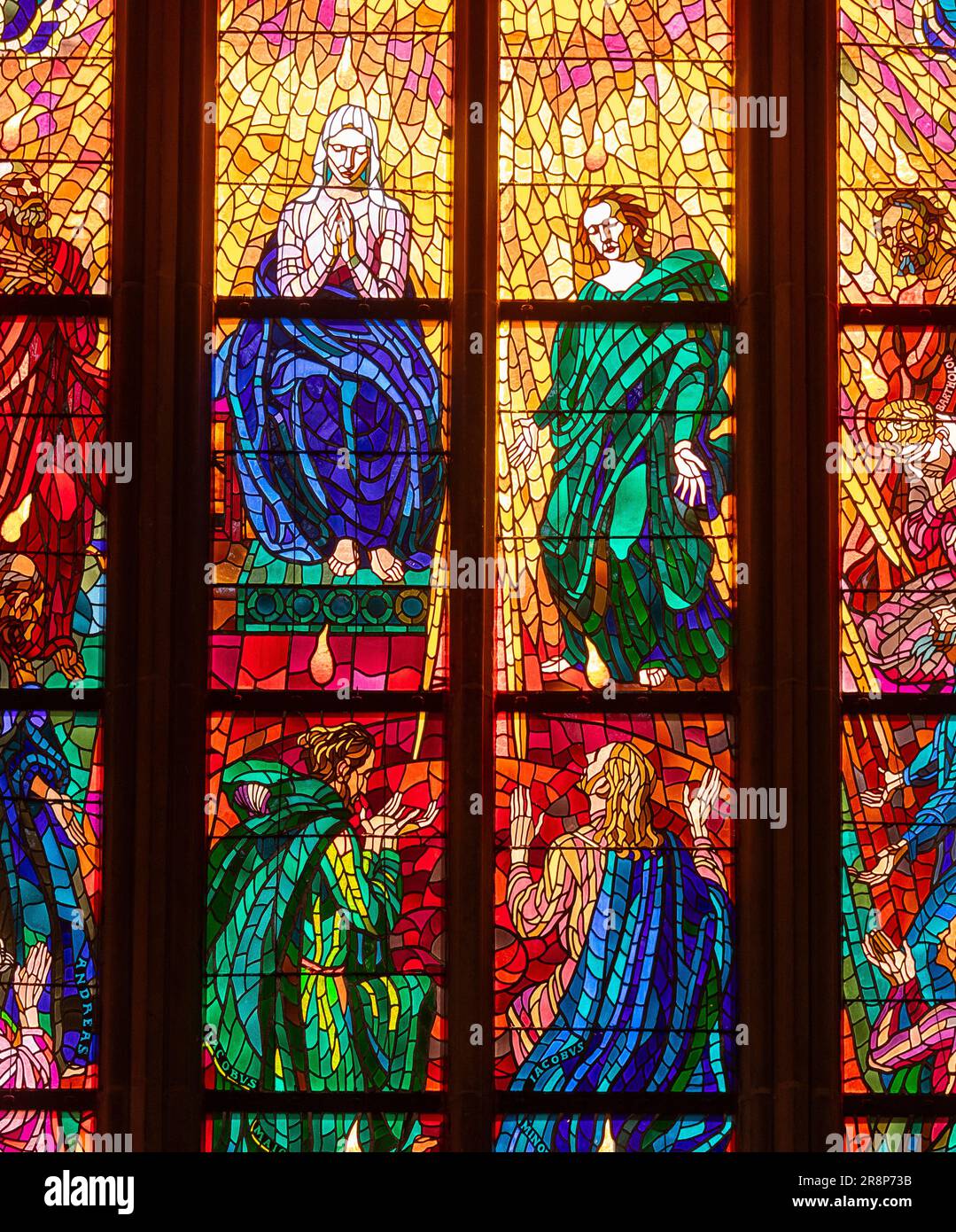 PRAGUE, CZECH REPUBLIC, EUROPE - St. Vitus Cathedral stained glass ...
