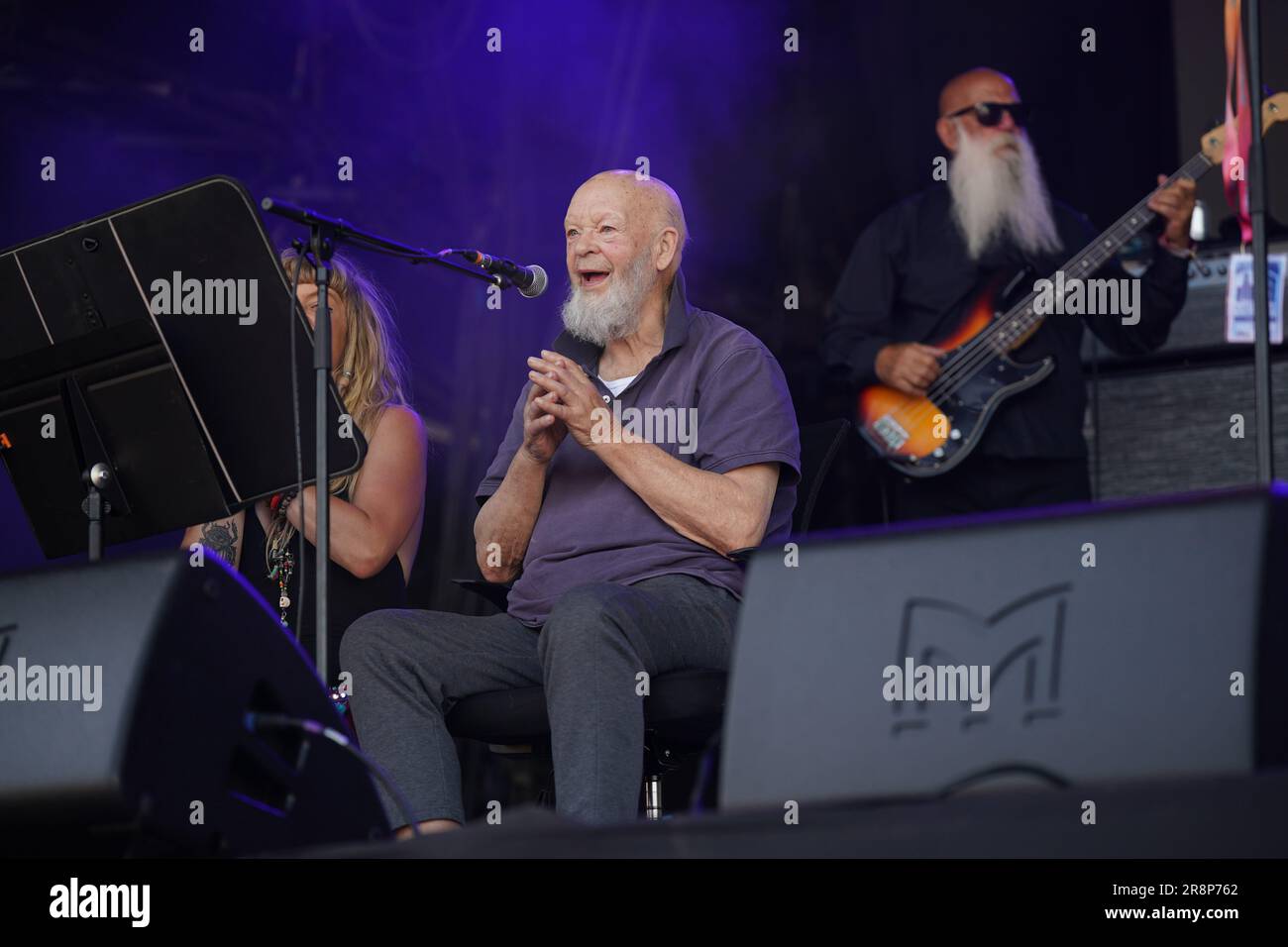 Michael Eavis appears with his band on the Park Stage at the ...