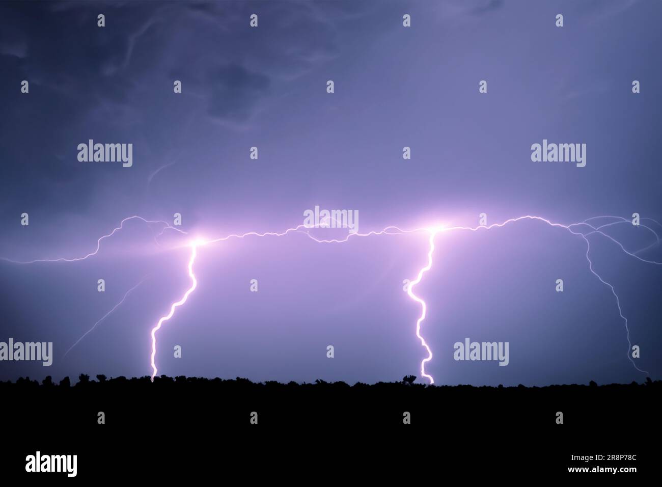 Ray. Spain.. Lightning storm. Lightning bolt storm. Fork lightning striking. Lightning ...