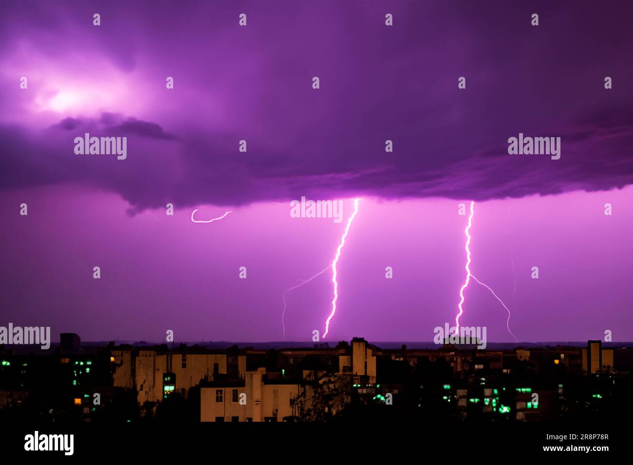 Ray. Spain.. Lightning storm. Lightning bolt storm. Fork lightning ...