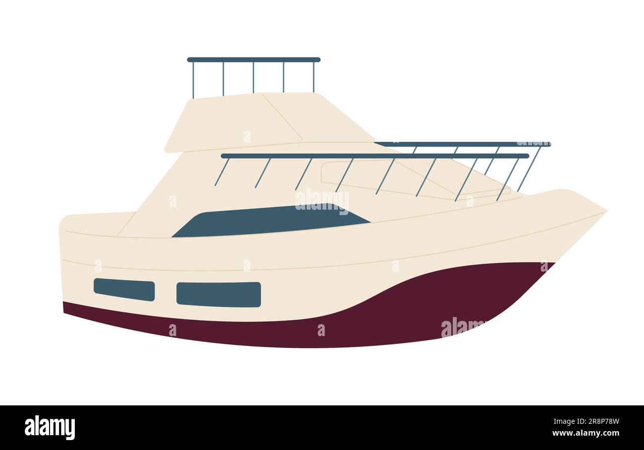 Yacht Semi Flat Colour Vector Object Stock Vector Image And Art Alamy