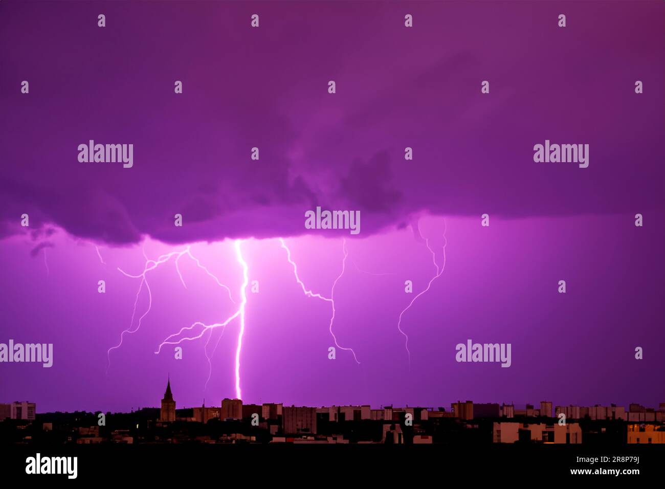 Ray. Spain.. Lightning storm. Lightning bolt storm. Fork lightning ...