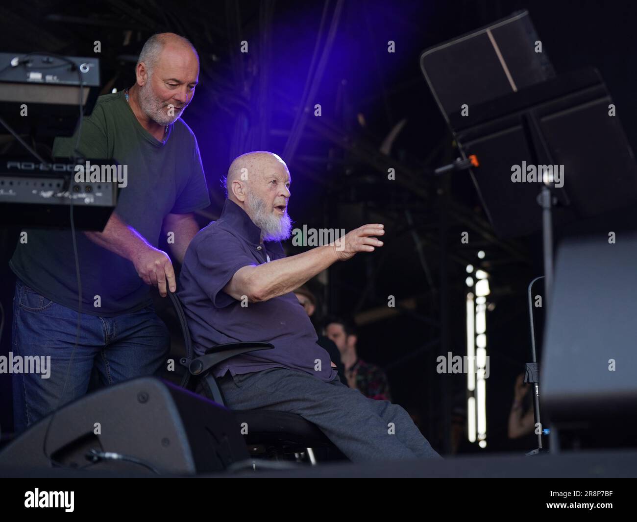 Michael Eavis appears with his band on the Park Stage at the ...
