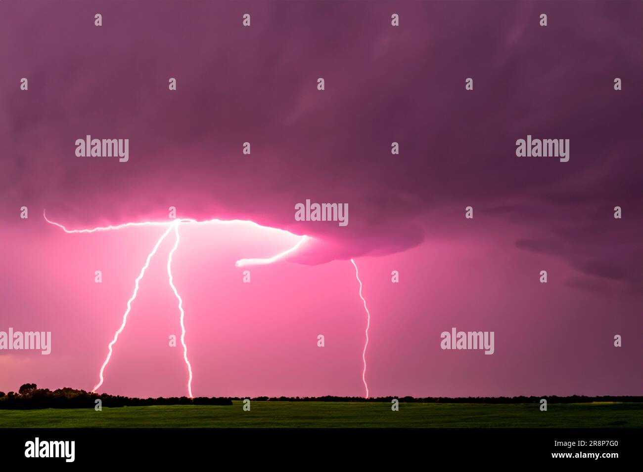 Ray. Lightning storm. Lightning bolt storm. Fork lightning striking ...