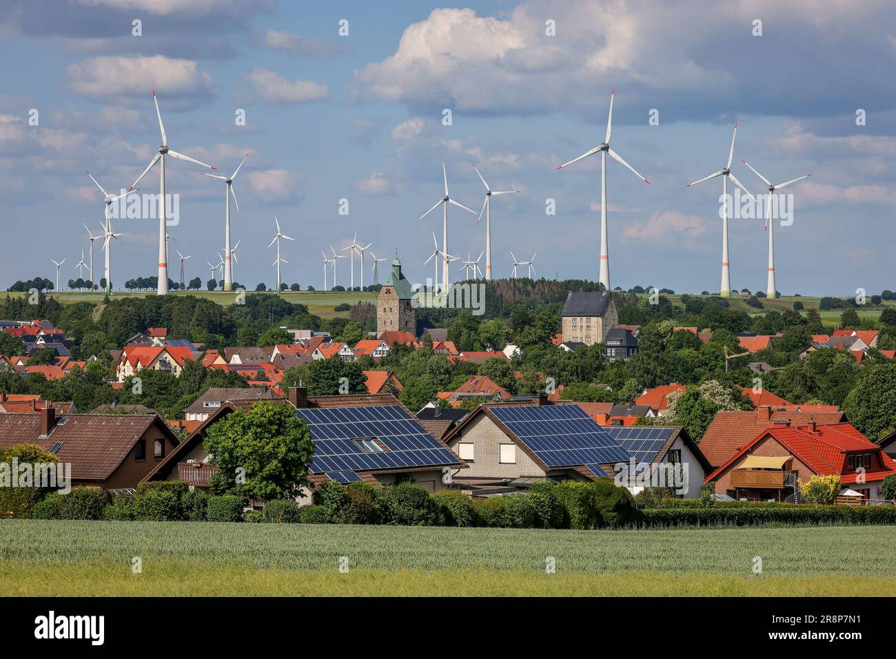 Lichtenau, North Rhine-Westphalia, Germany - Wind farm at the village ...