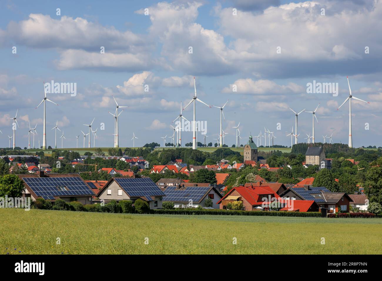 Lichtenau, North Rhine-Westphalia, Germany - Wind farm at the village ...