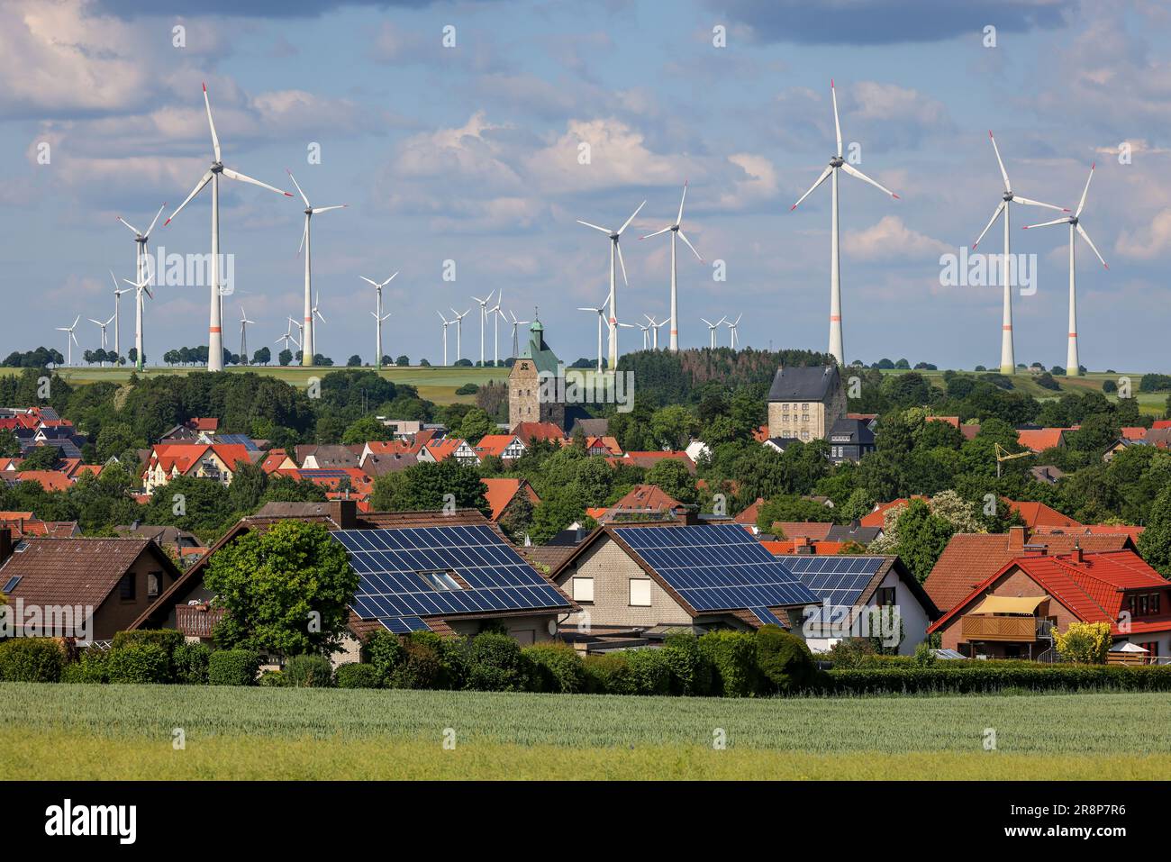 Lichtenau, North Rhine-Westphalia, Germany - Wind farm at the village ...