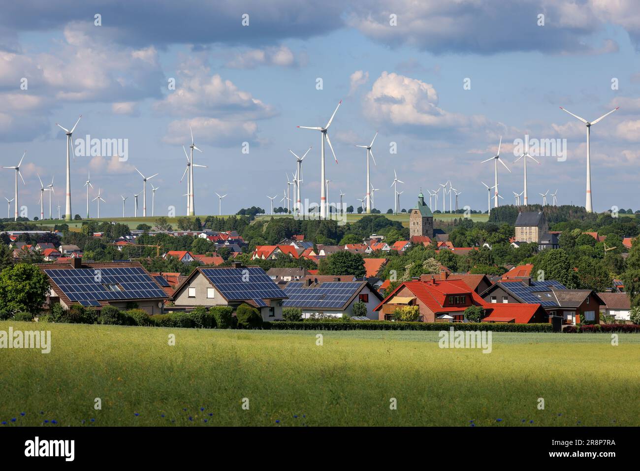Lichtenau, North Rhine-Westphalia, Germany - Wind farm at the village ...