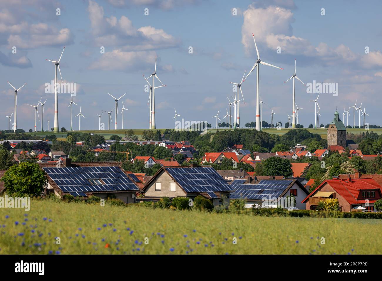 Lichtenau, North Rhine-Westphalia, Germany - Wind farm at the village ...
