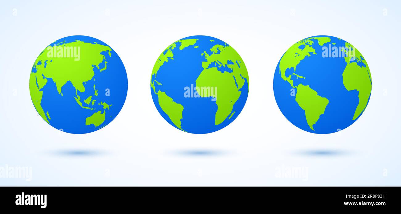 Globe earth world vector map. 3d blue transparent digital planet round ...