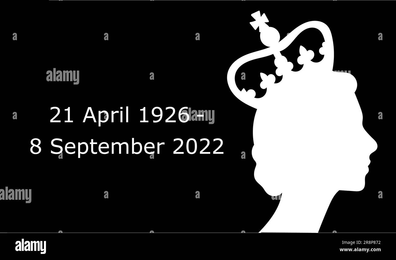 banner announcing the death of queen. Mourning black background with ...