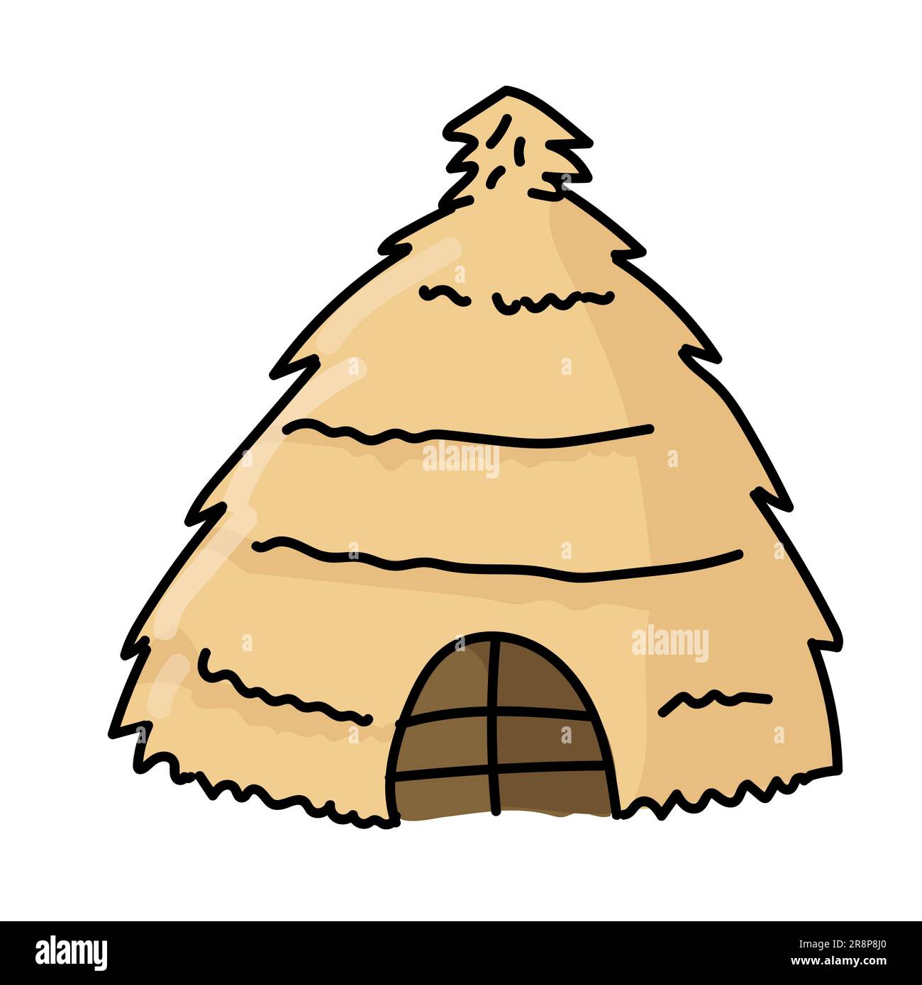 traditional national dwelling with a thatched roof isolated on white ...