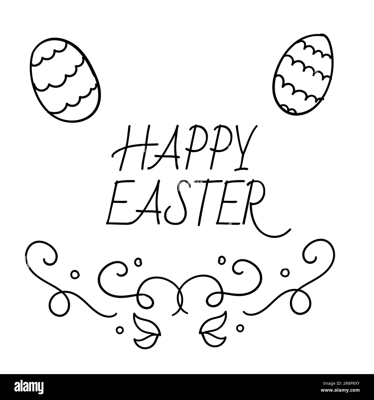 Hand written Happy Easter words. Greeting card text templates with ...