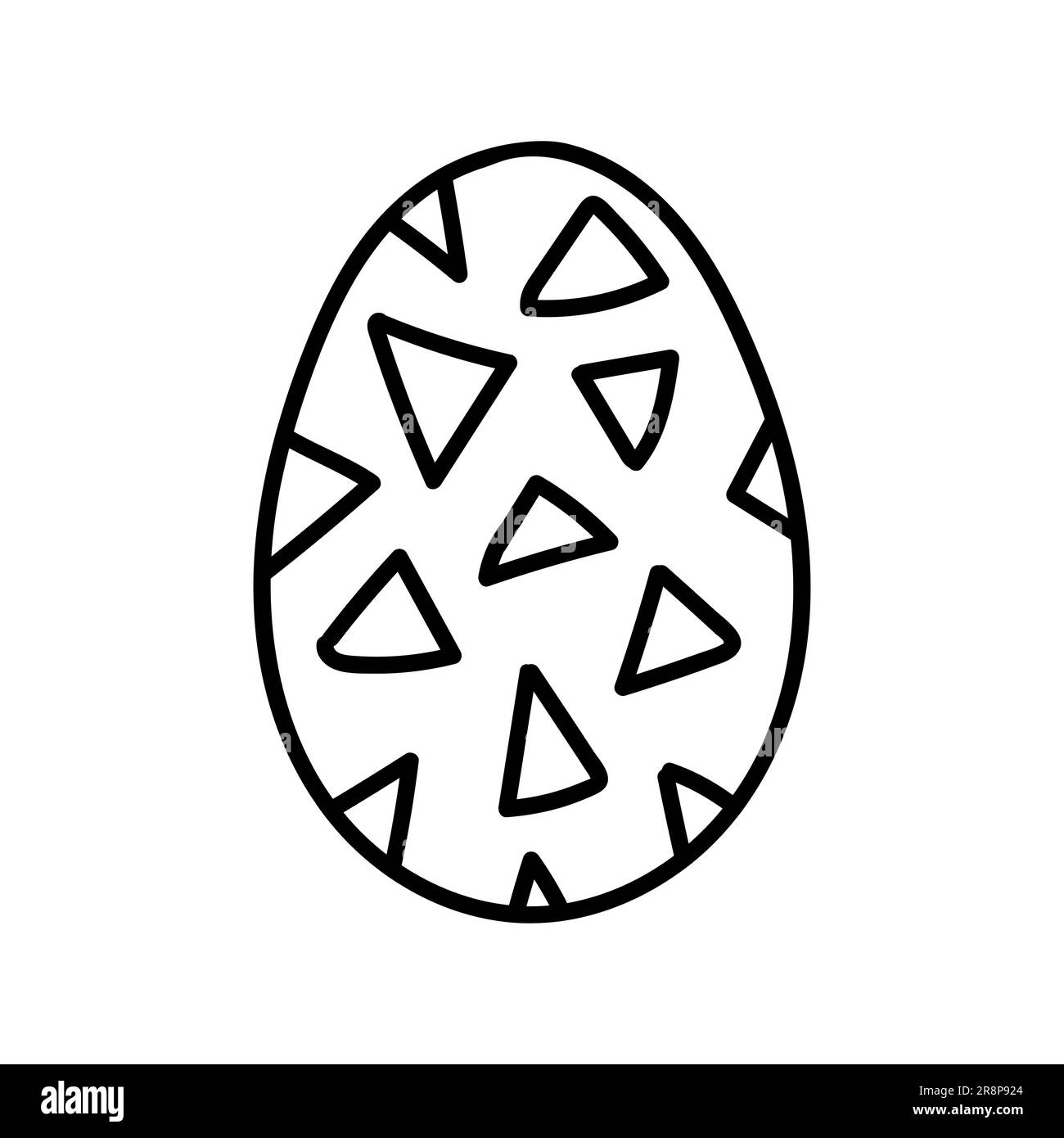 One easter egg with black triangle ornament on white background. Simple ...