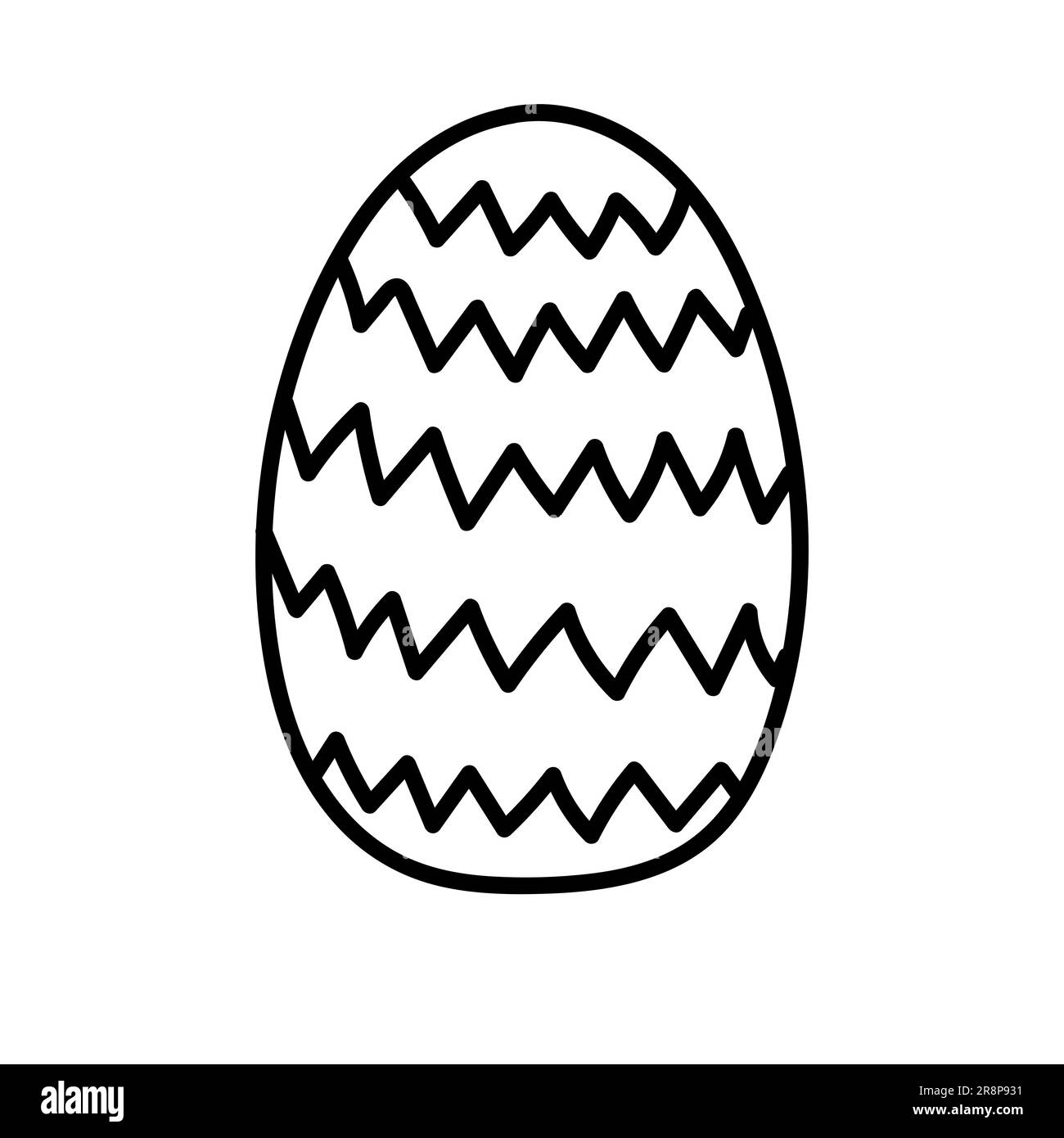 One easter egg with black zig zag, sharp edges, broken line ornament on ...