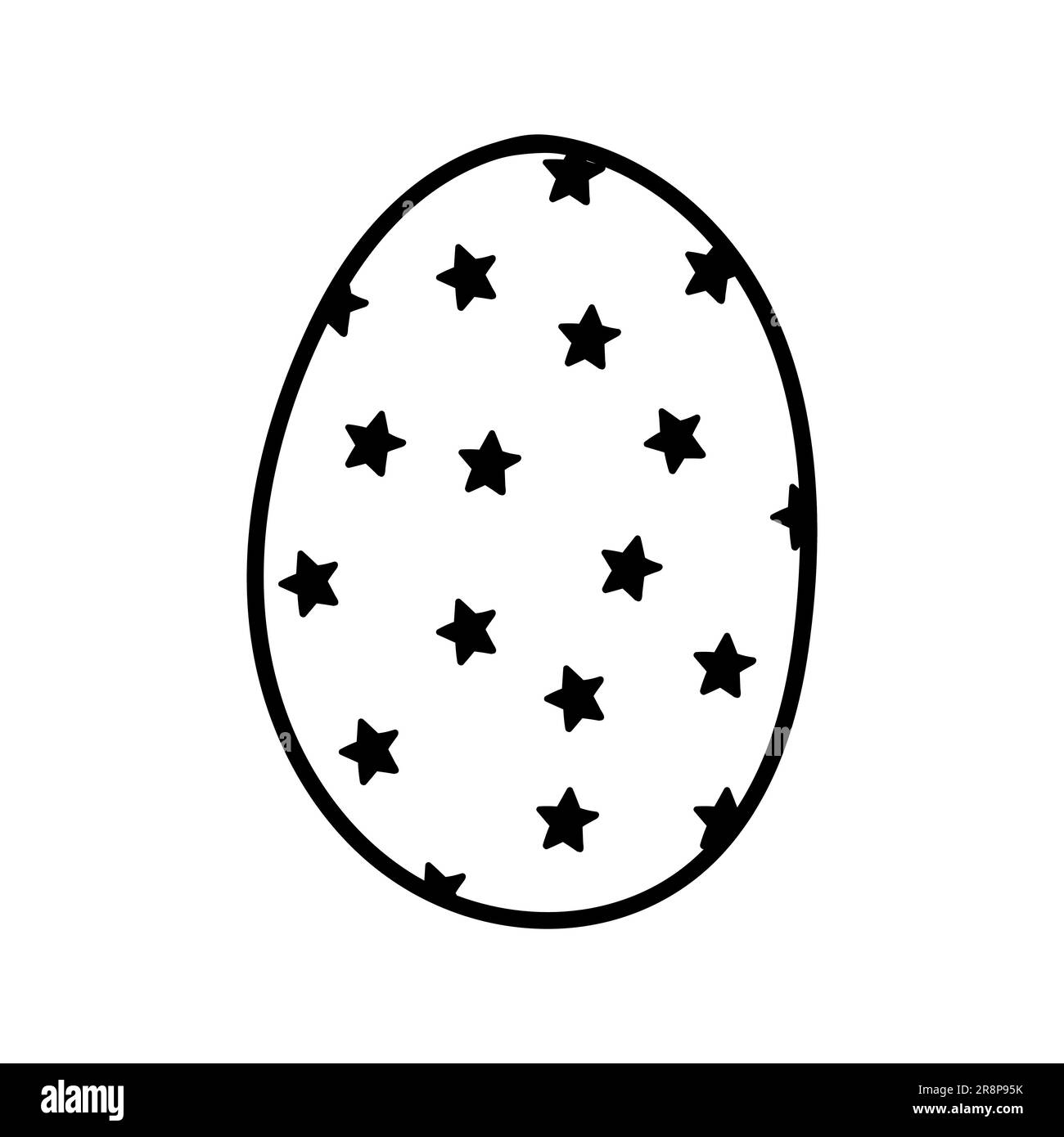 One easter egg with black stars ornament on white background. Simple ...