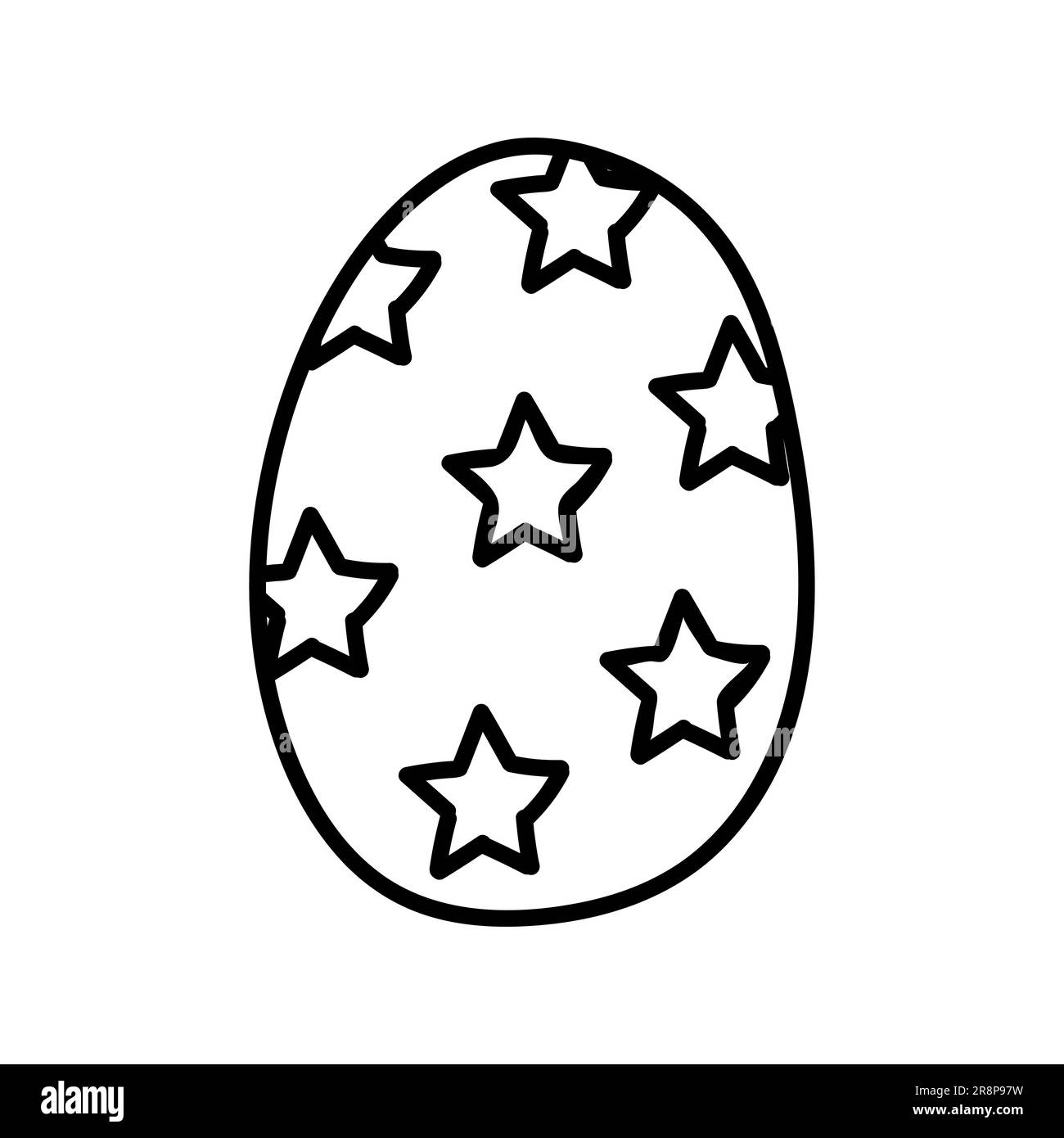 One easter egg with black stars ornament on white background. Simple ...