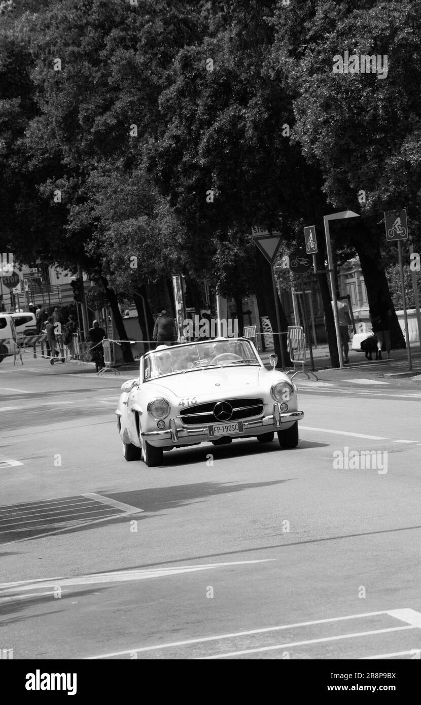 Pesaro , ITALY - jun 14 - 2023 : MERCEDES BENZ 190 SL 1956 on an old ...