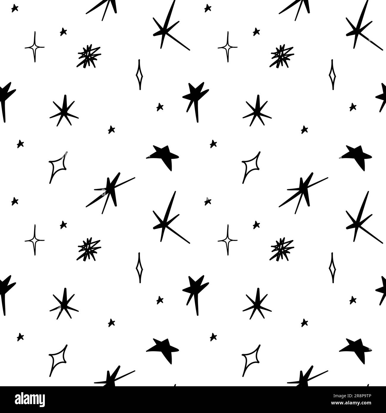 Seamless pattern with y2k bling and stars or sparkles. Doodle ...