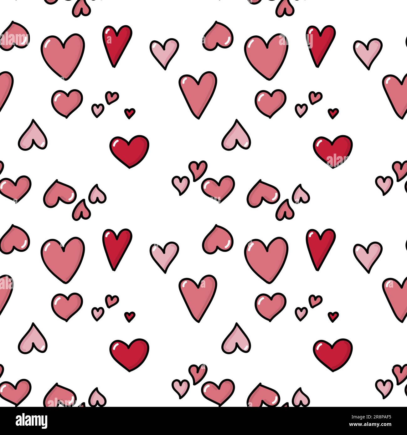 seamless pattern Valentine's day in hand drawn doodle style. romantic ...