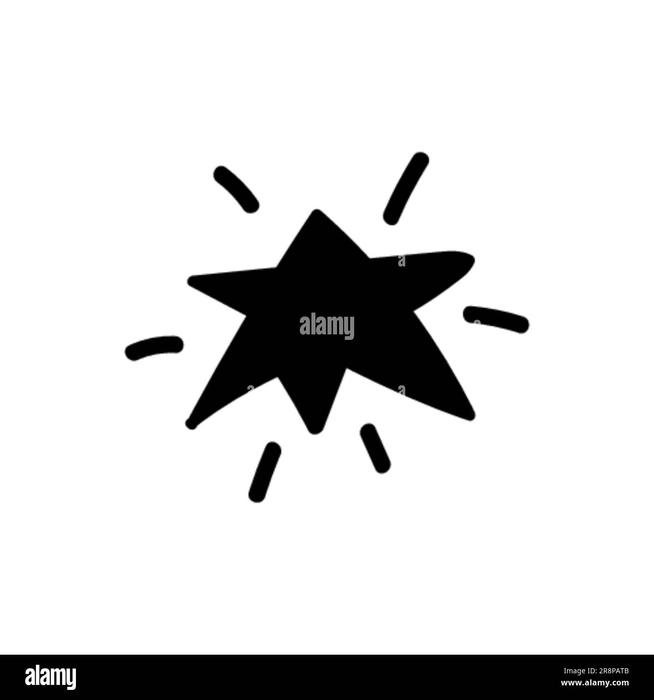 Hand drawn Y2K star with rays retro futuristic ornament. Simple element ...