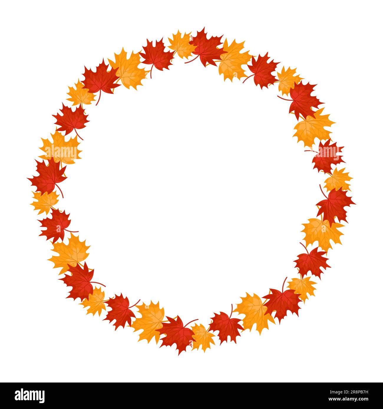 Seasonal frame design with orange, red and green maple leaves vector ...