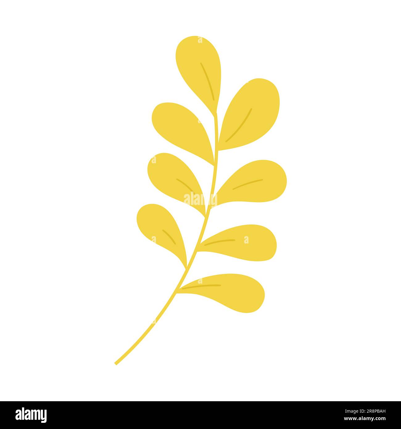 Hand drawn colored flat yellow tropical leave. vector illustration ...
