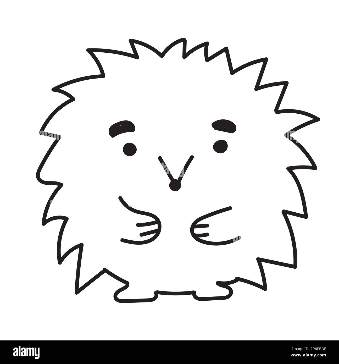 Doodle hand drawn hedgehog isolate on white background. Simple funny ...