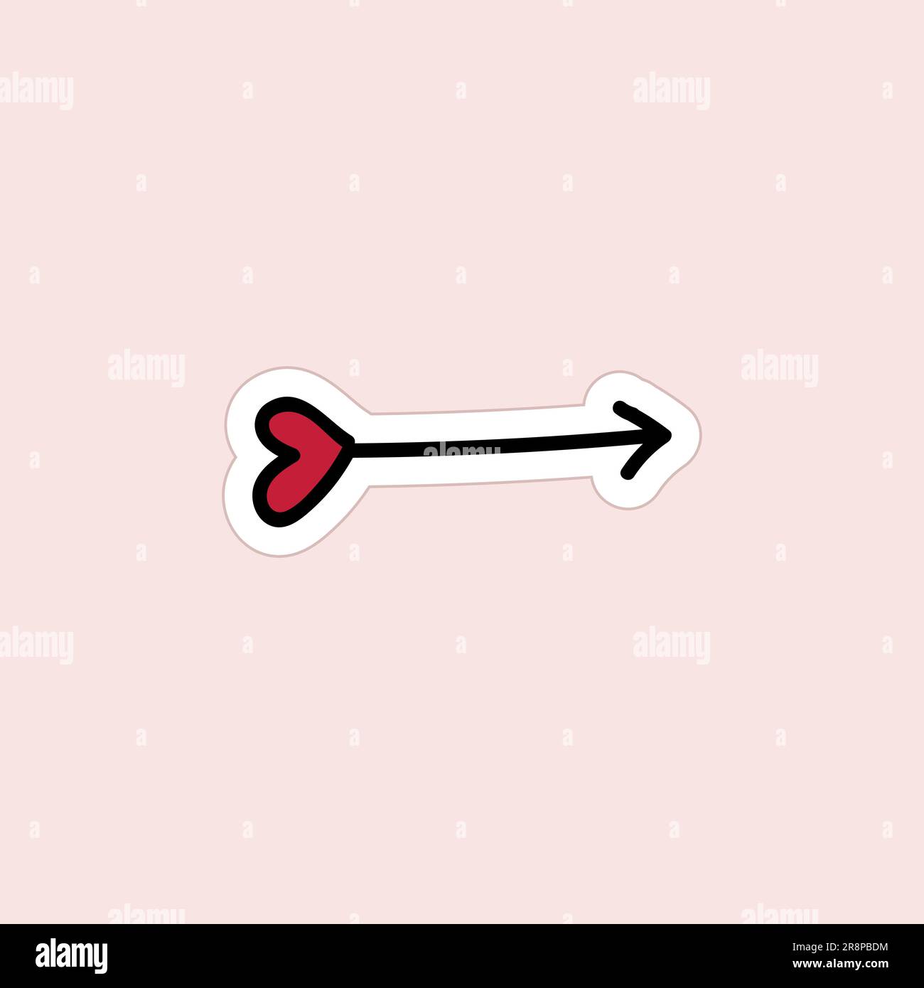 Hand drawn sticker for Valentine's day. Cute cupid's arrow with heart ...