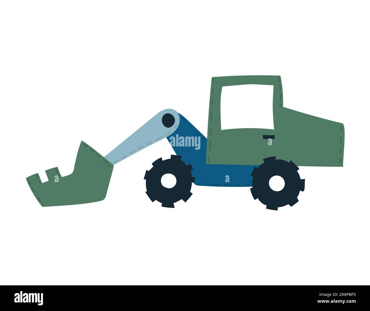 Cute Construction dipper bulldozer with bright colored details. funny ...