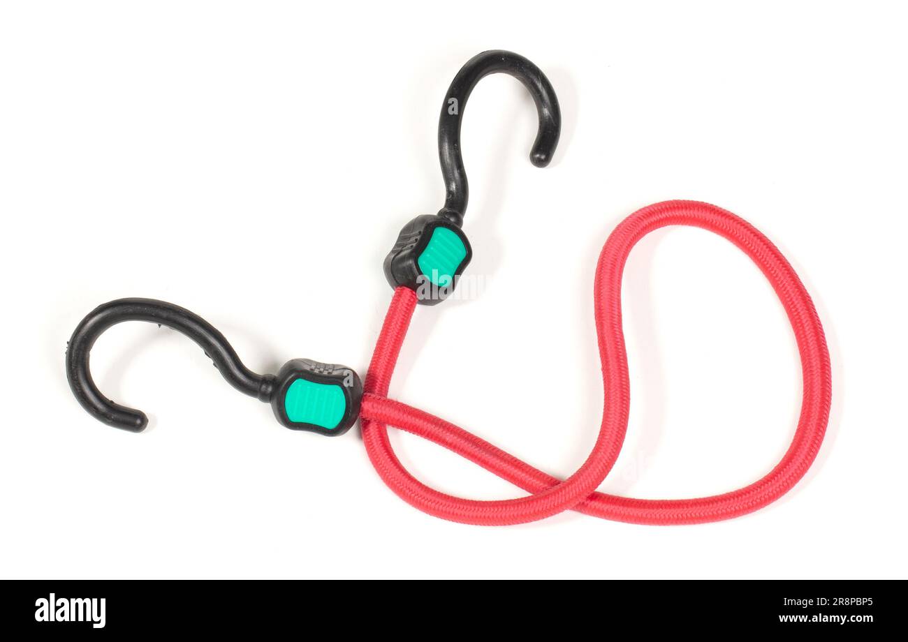 Elastic rope for attaching items to the bike rack, isolated Stock Photo ...