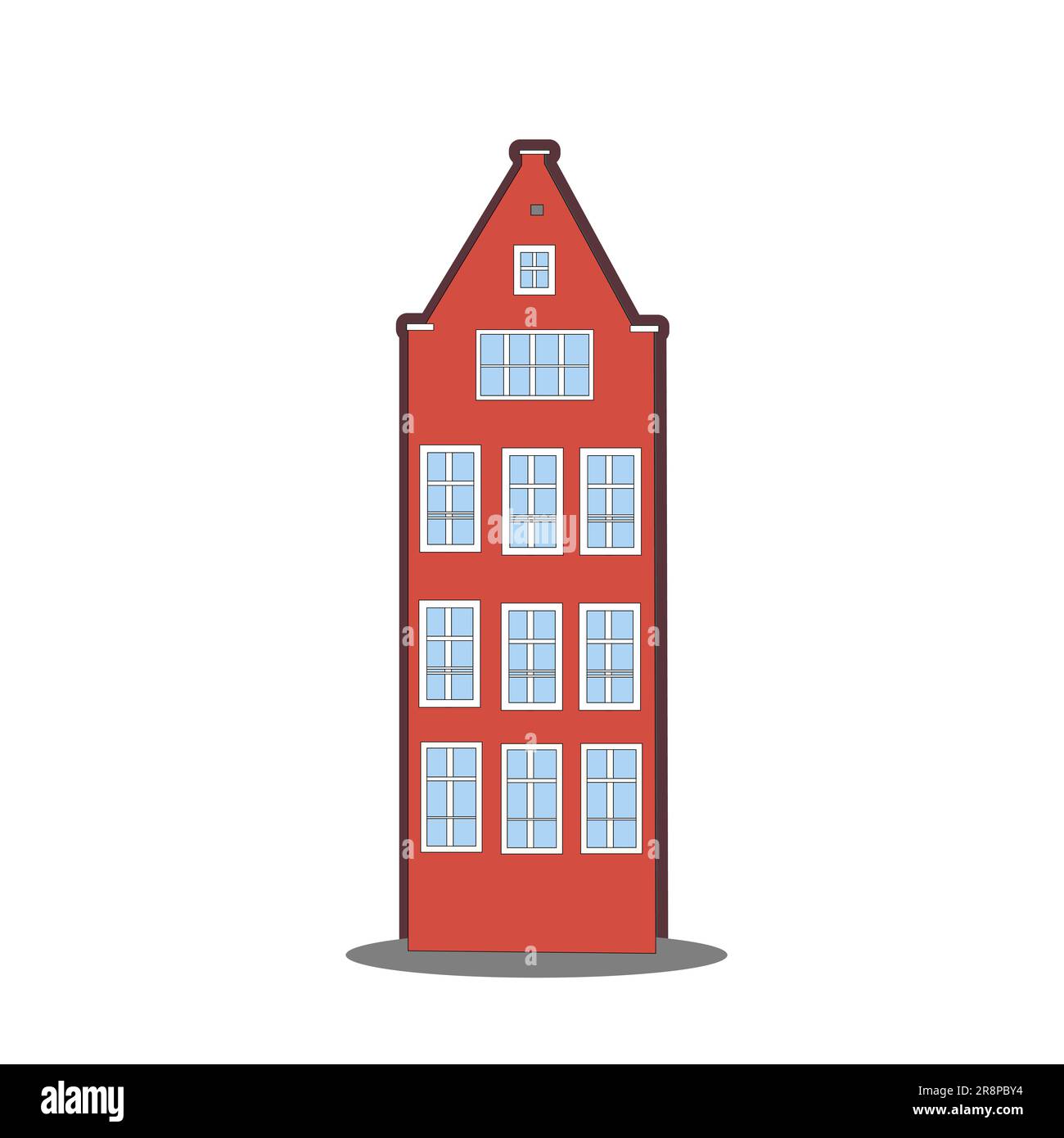 Amsterdam old house in the Dutch style. Orange colorful historic facade ...