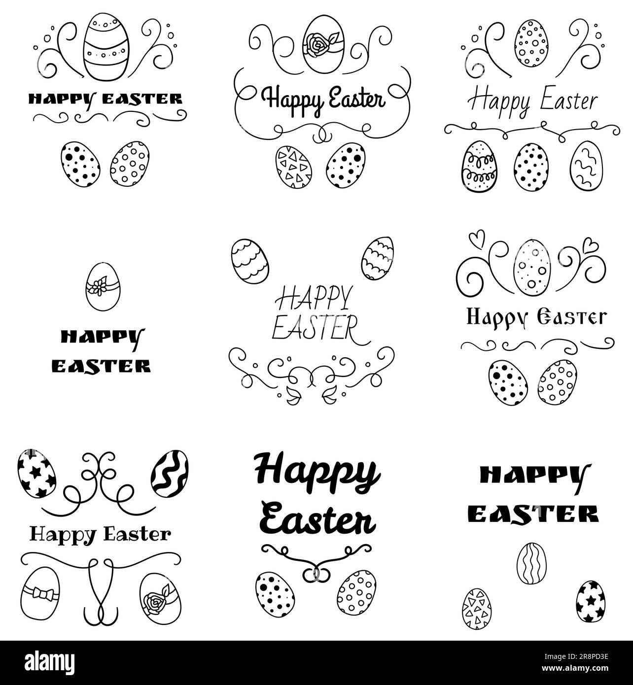 Hand written Happy Easter words . Greeting card text templates with ...