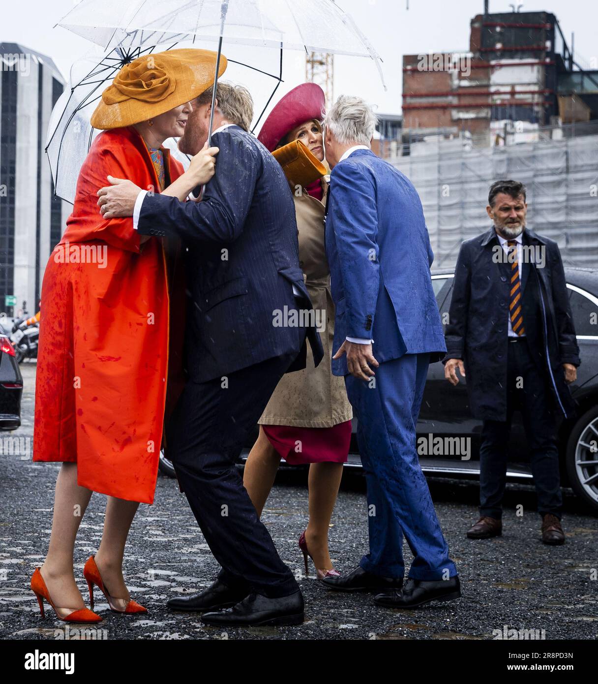 ANTWERP - King Willem-Alexander and Queen Maxima say goodbye to the Belgian King Philippe and ...