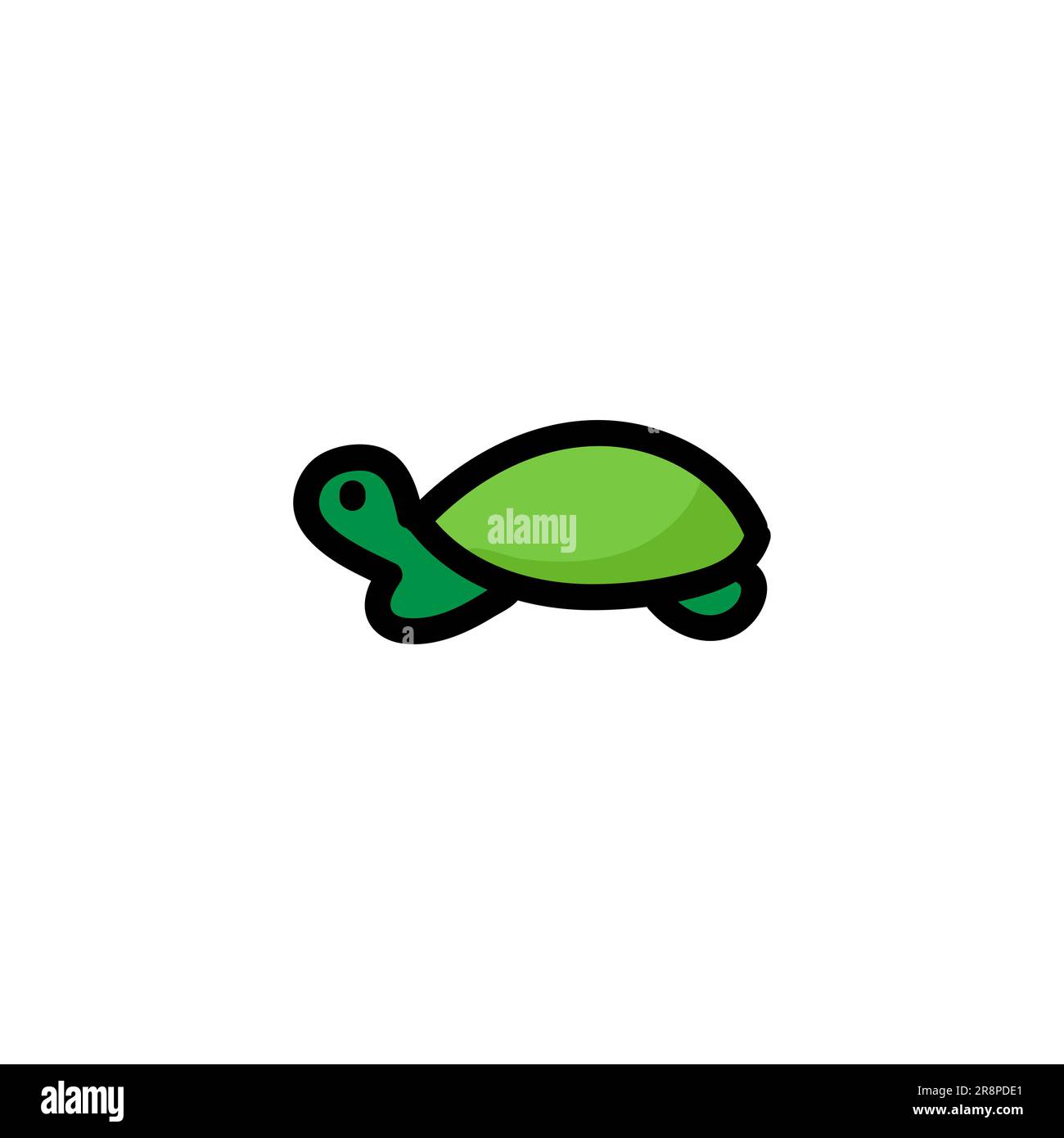 Hand drawn doodle colored turtle. Green water animal. Symbol of warm ...