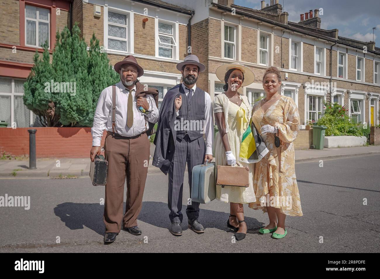 London, UK. 22nd June 2023. Windrush 75: Procession. Local residents ...