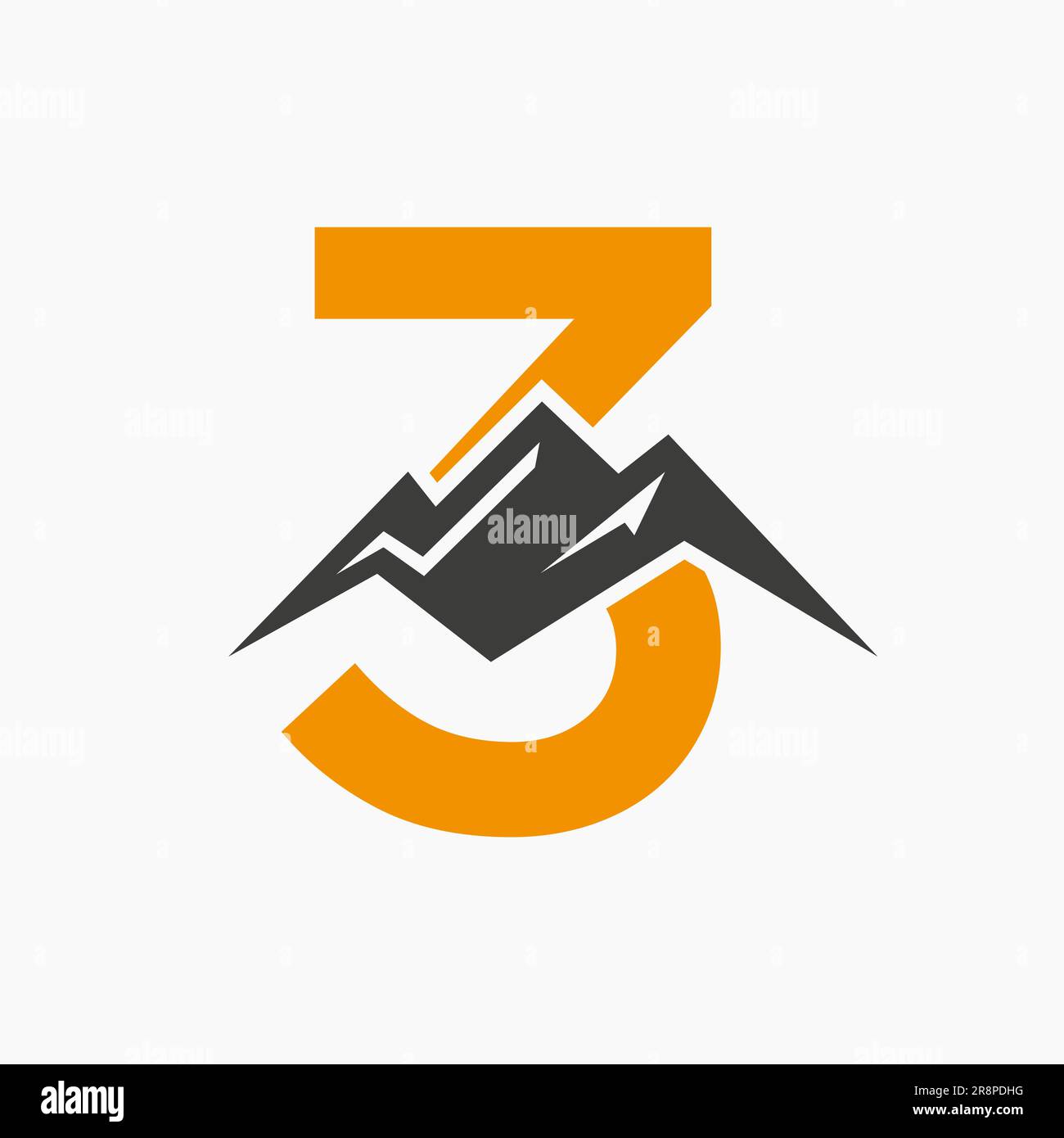 Letter 3 Mount Logo. Mountain Nature Landscape Logo Combine With Hill ...