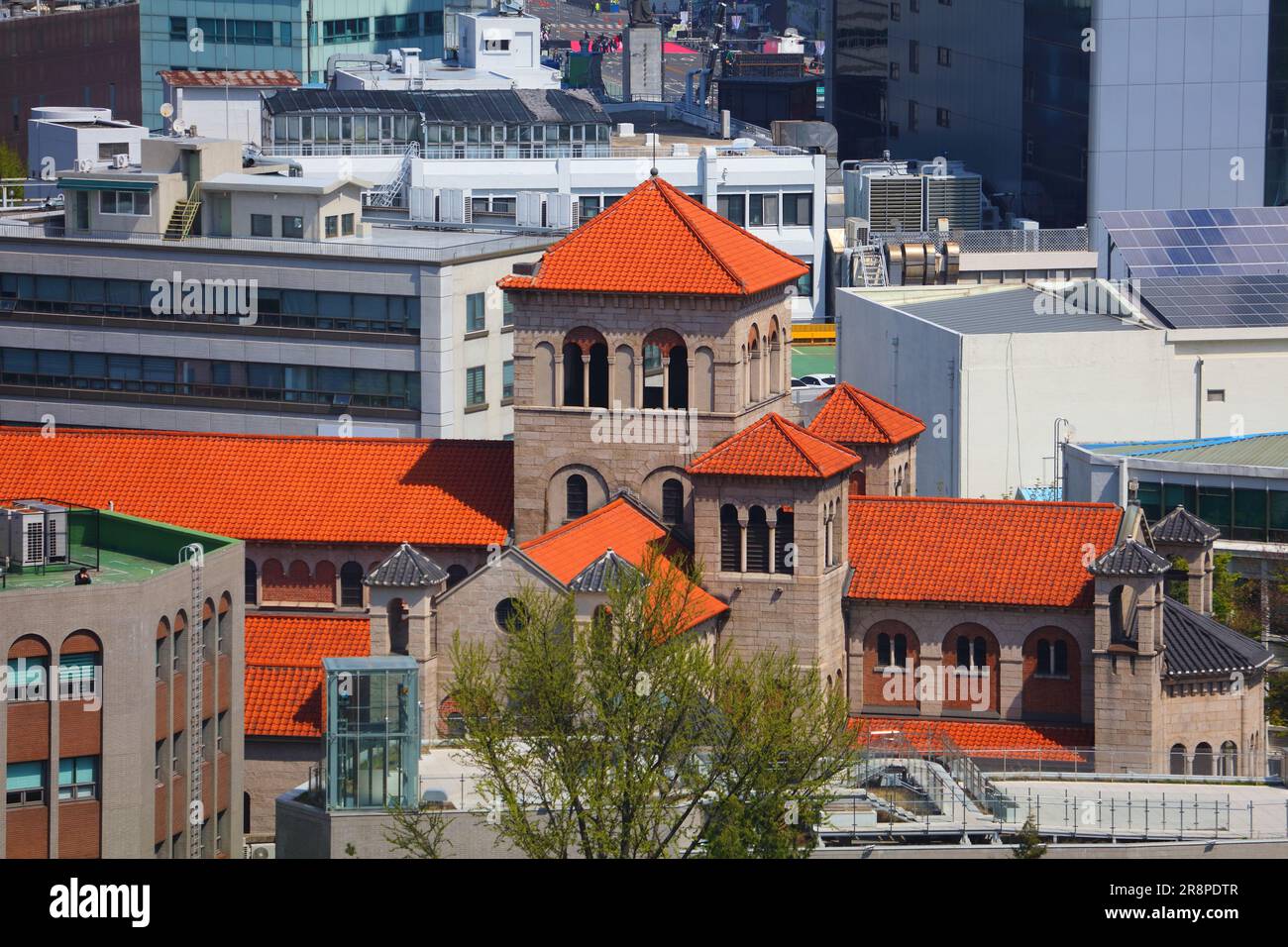 Seoul city view in South Korea. Urban cityscape of Jeongdong district ...