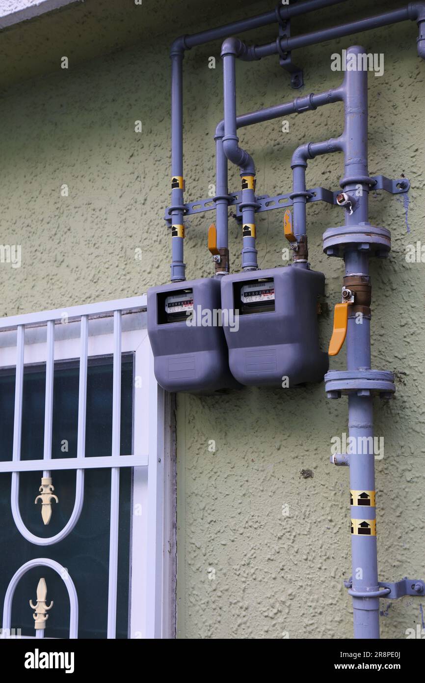 Gas meter in Korea. Residential fossil fuel consumption - natural gas ...